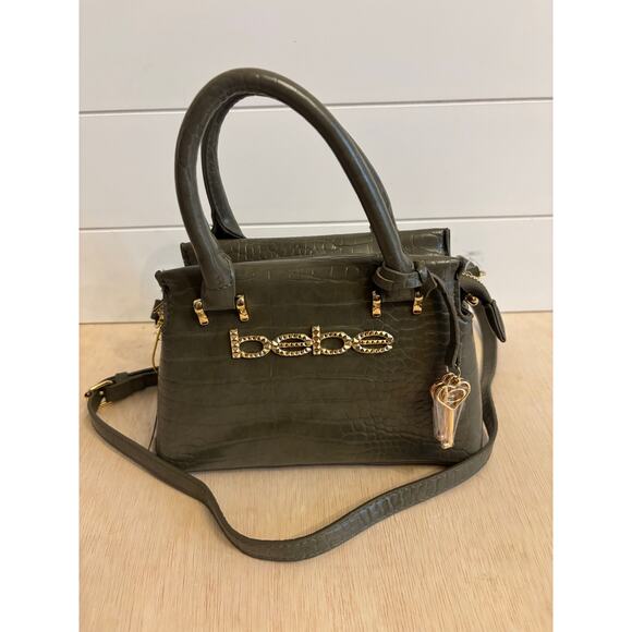 bebe | Bags | Nwt Bebe Liana Croc Small Satchel Green Gold Hardware Nwt ...